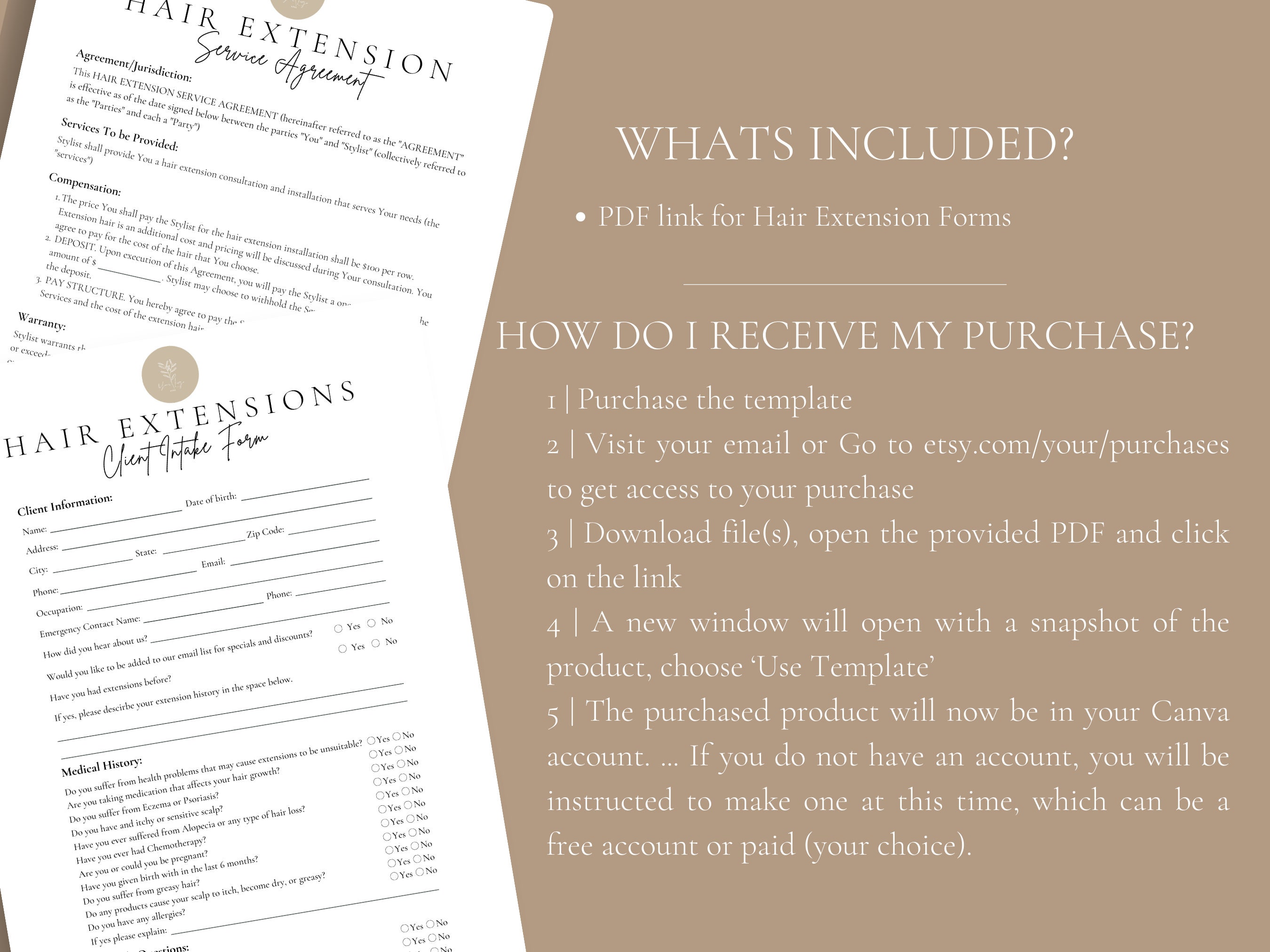 EDITABLE Hair Extensions Contract,hair Extensions Consultation Form ...