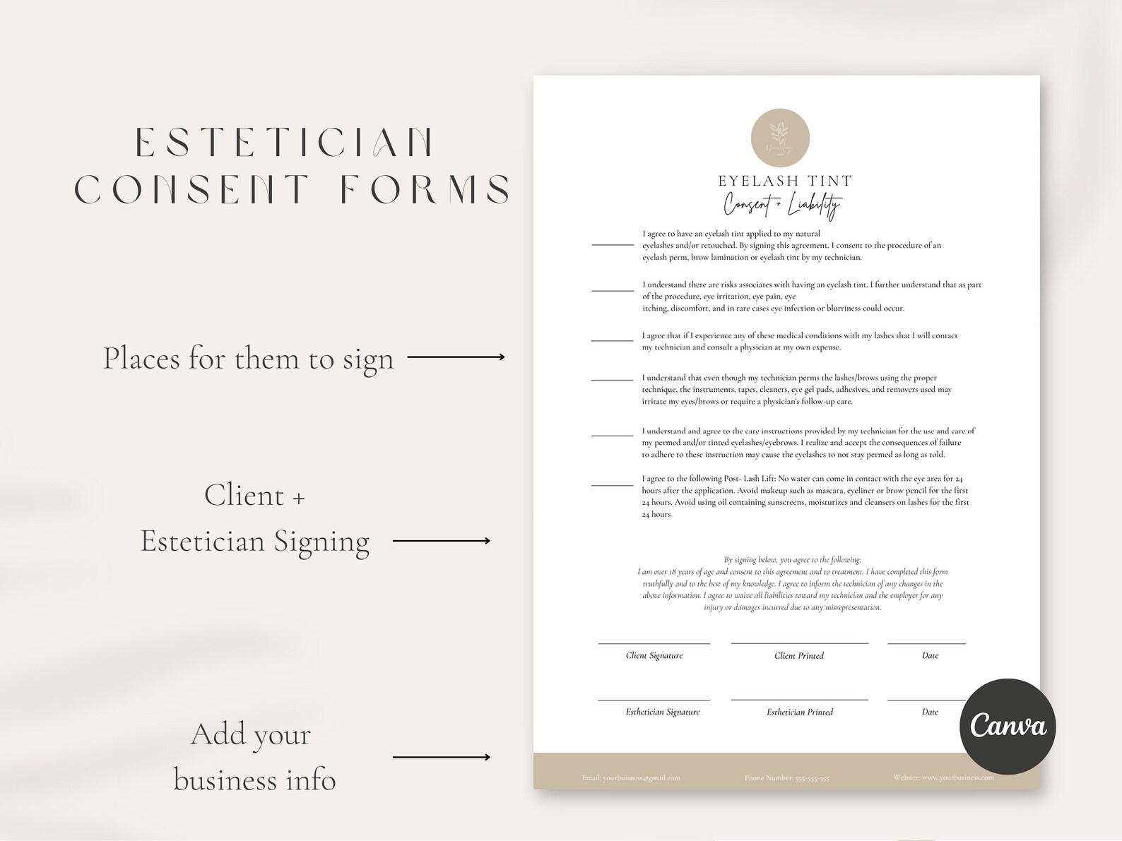 Professional Esthetician Consent Forms, Editable Esthetician Consent ...