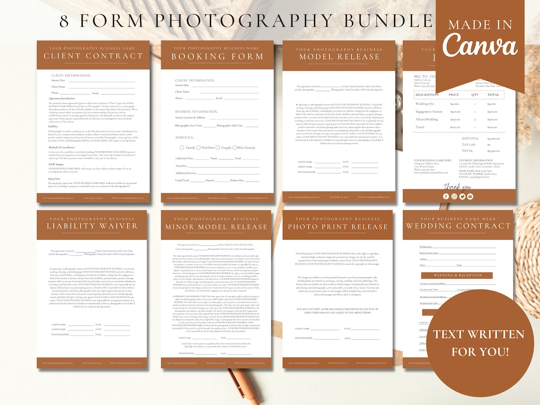 Photography Business Forms Bundle,template Set for Photographers ...