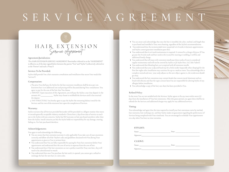 EDITABLE Hair Extensions Contract,hair Extensions Consultation Form ...