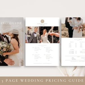 3 Page Wedding Photography Pricing Template,session Price Guide List ...