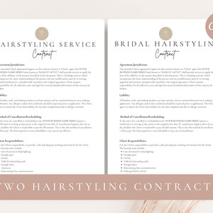 Editable Hair Styling Contract Template,wedding Salon Services ...