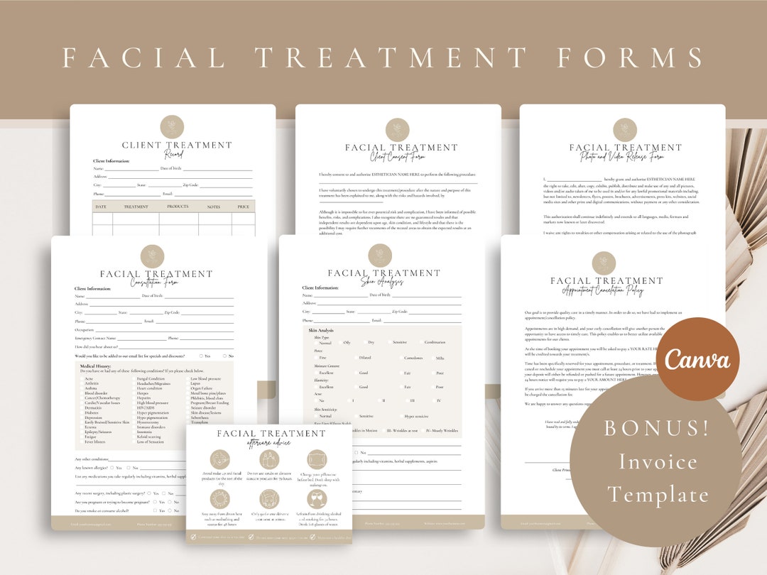 Professional Facial Treatment Forms,editable Esthetician Templates ...