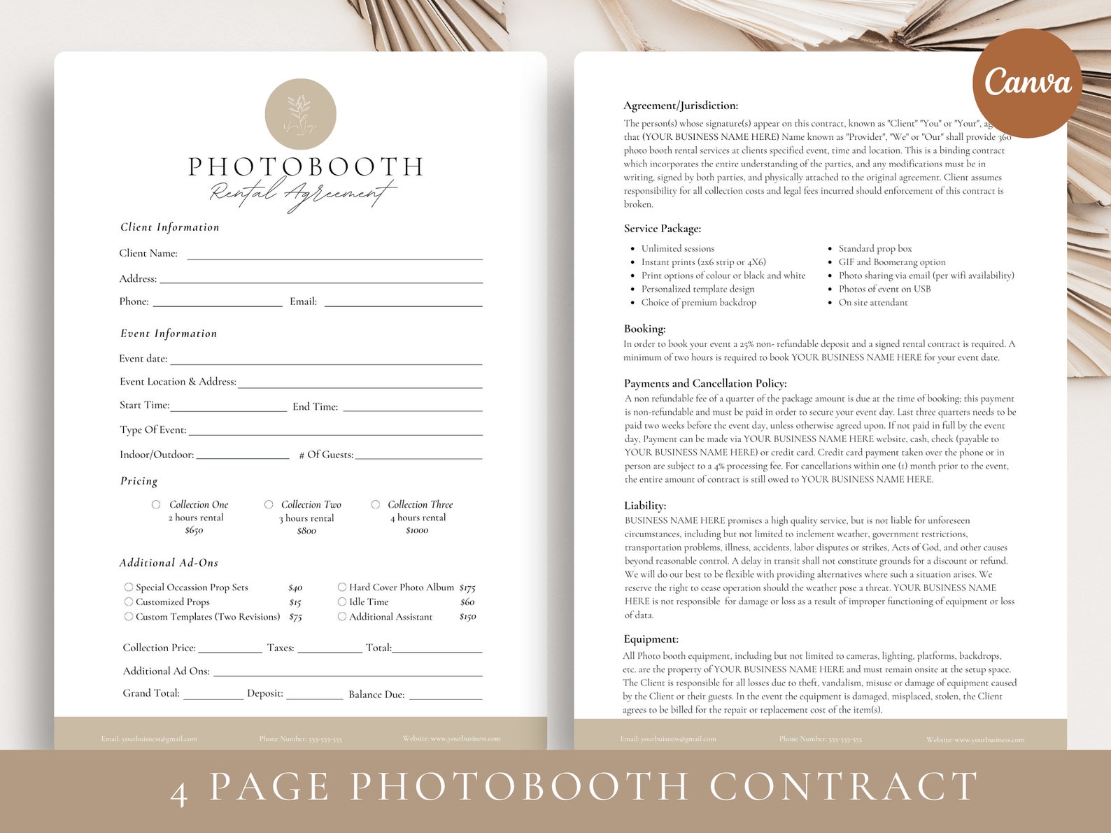 Professional Photo Booth Contract,event Booth Rental Agreement,editable ...