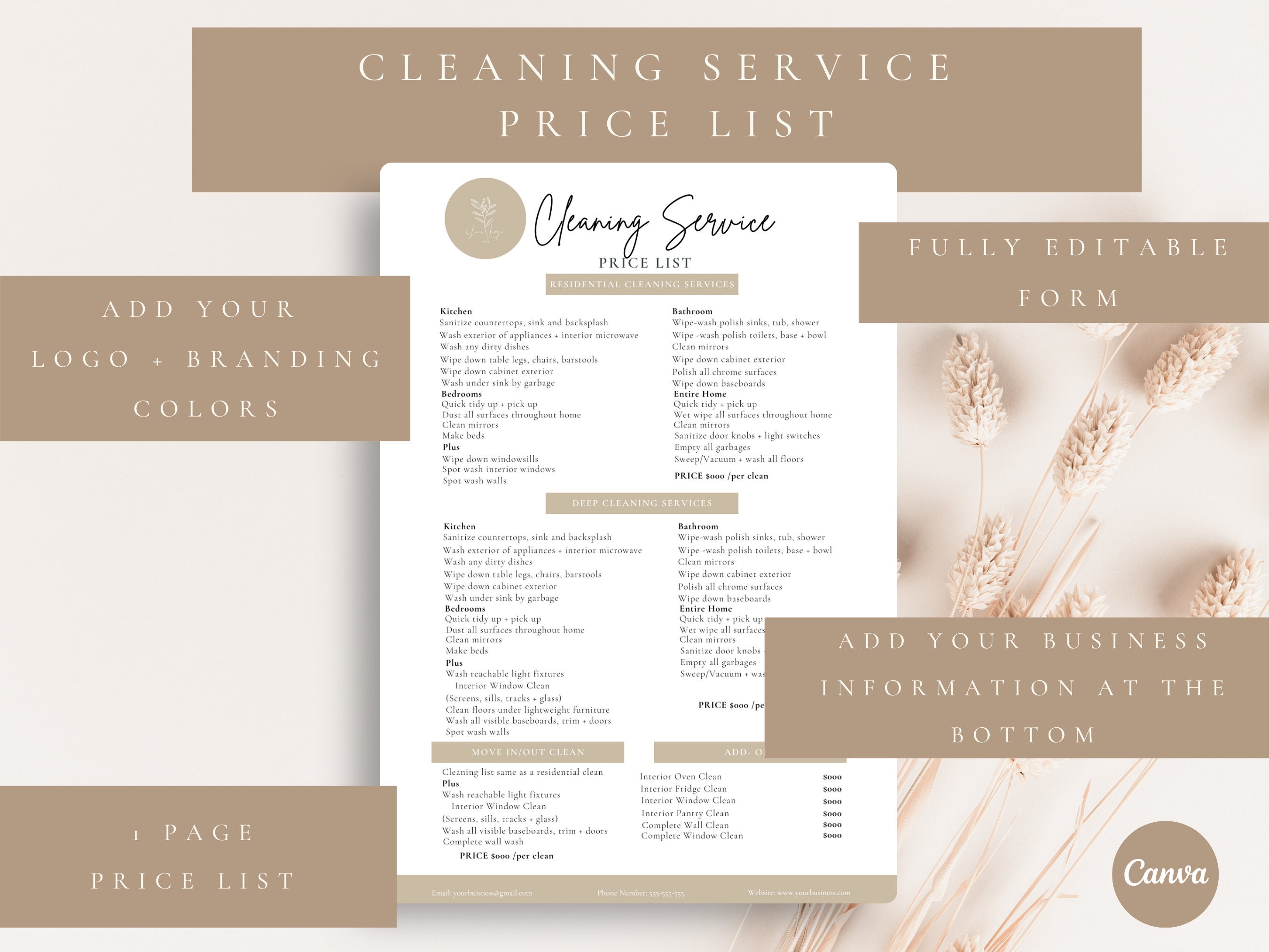 EDITABLE Cleaning Service Contract Bundle, Maid Forms CANVA Template ...