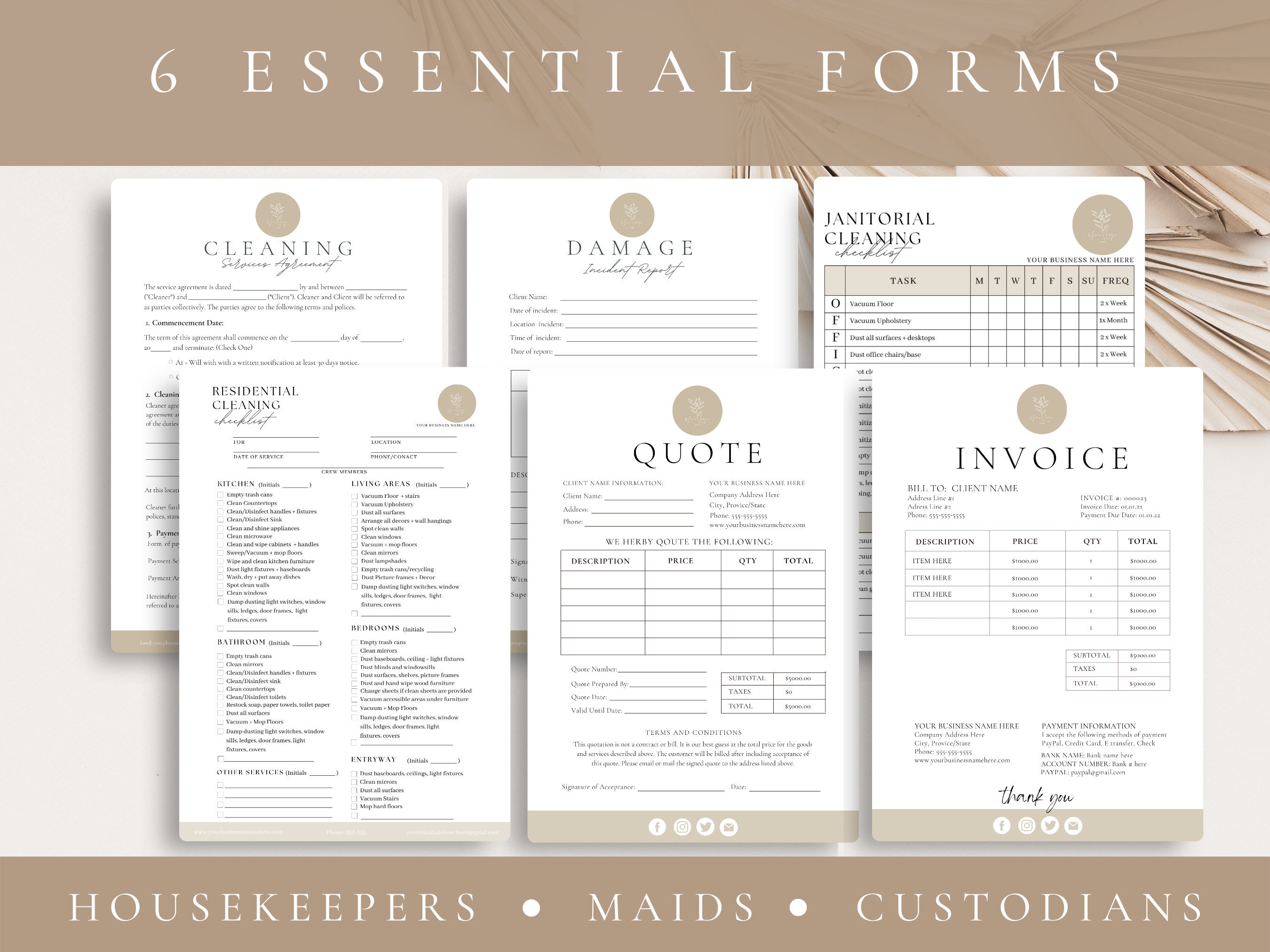 EDITABLE Cleaning Service Contract Bundle Maid Forms CANVA - Etsy