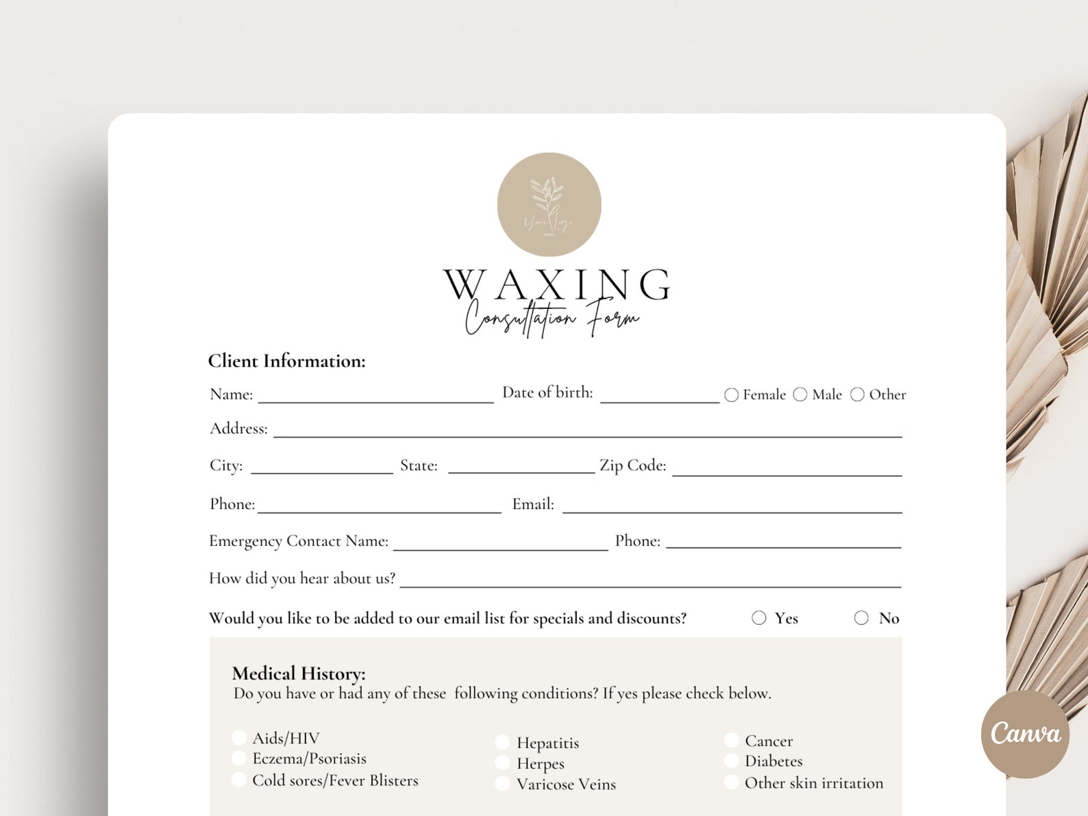 EDITABLE Waxing Treatment Forms,professional Esthetician Forms Bundle ...