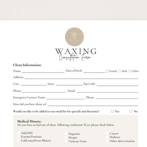 EDITABLE Waxing Treatment Forms,professional Esthetician Forms Bundle ...
