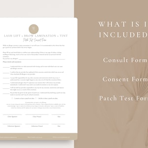 Editable Brow Lamination + Lash Lift + Tint Form, Intake and Client ...