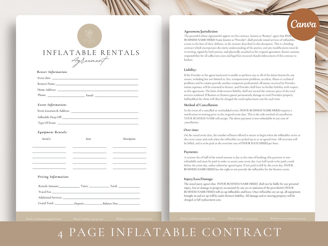 Professional Inflatable Rental Agreement,inflatable Rental Contract ...