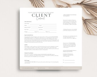 Photography Client Contract Template, Editable Client Agreement for Photographers, Photographer ...