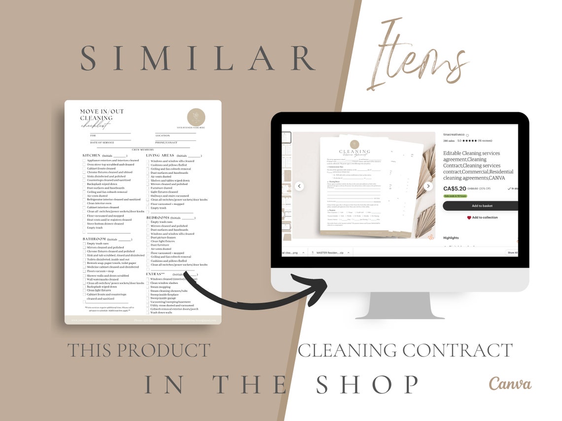 Professional Move In/out Cleaning Checklist,editable House Moving ...