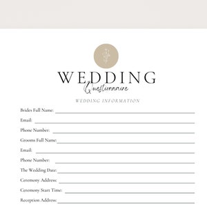 Professional Wedding Planner Client Questionnaire and Welcome Letter ...
