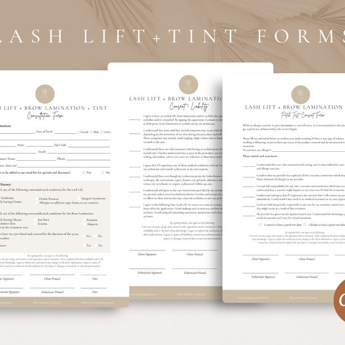 Lash Lift Consent Editable Template Lash Lift and Tint - Etsy