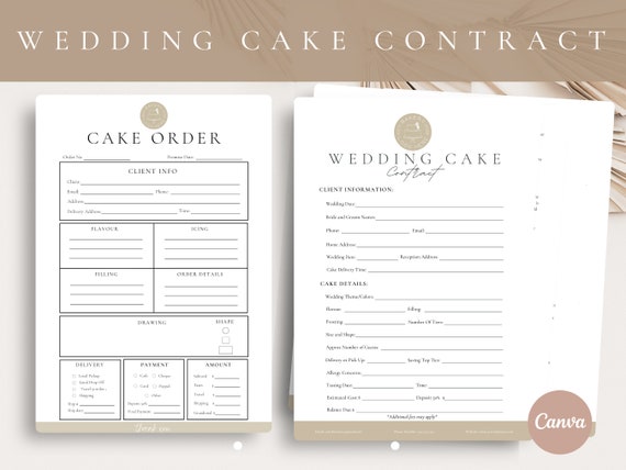 Editable Wedding Cake Contract Templatewedding Cake - Etsy