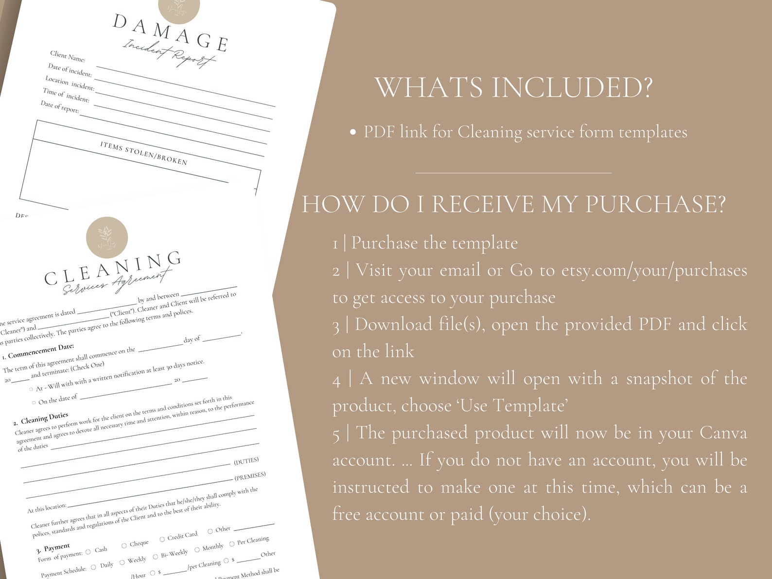 EDITABLE Cleaning Service Contract Bundle Maid Forms CANVA - Etsy
