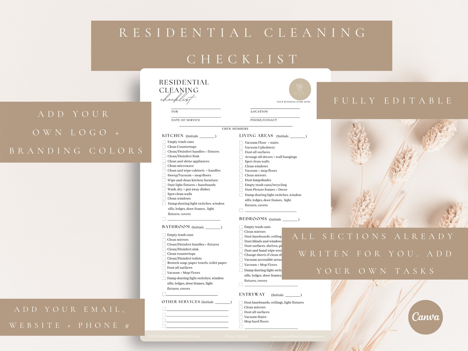 Professional Residential Cleaning Checklist Editable House - Etsy