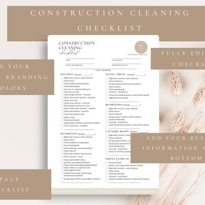 Professional Construction Cleaning Checklist,editable House ...