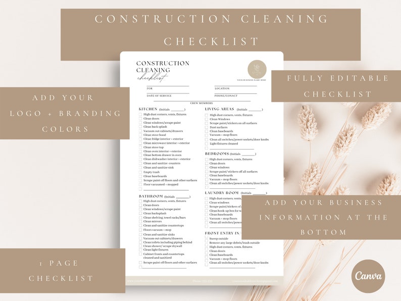 Professional Construction Cleaning Checklist,editable House ...