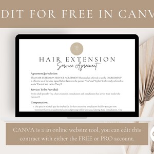 EDITABLE Hair Extensions Contract,hair Extensions Consultation Form ...
