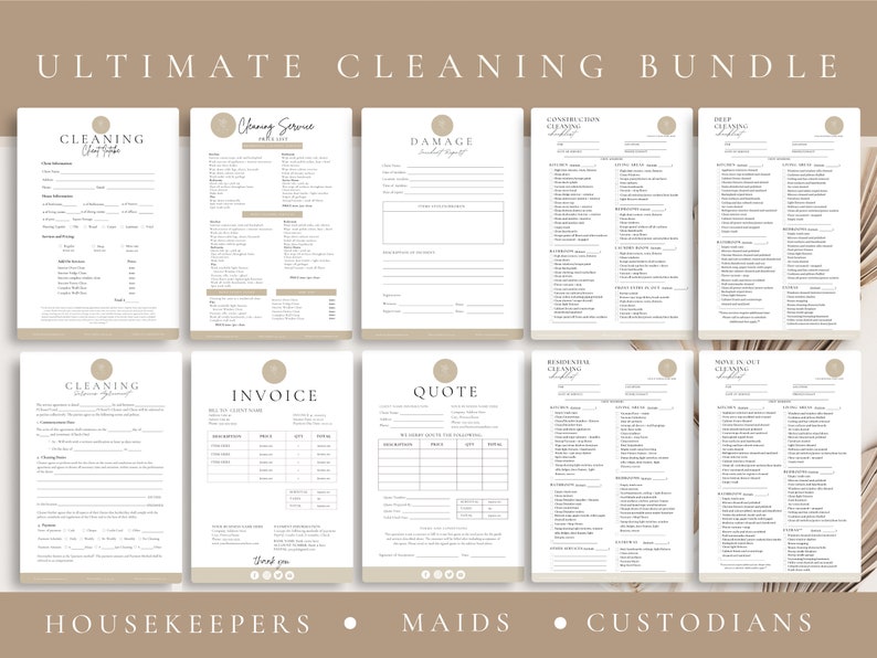 EDITABLE Cleaning Service Contract Bundle, Maid Forms CANVA Template ...