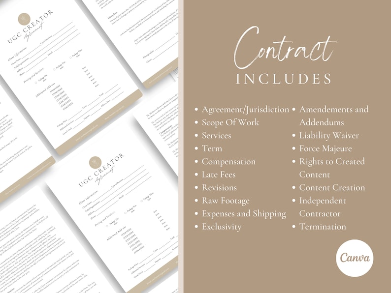 Professional UGC Creator Contract Template, UGC Template, UGC Contract ...