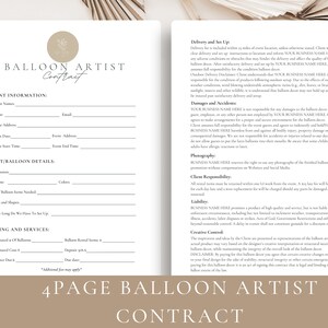 Professional Editable Balloon Artist Contract Template,balloon Decor ...