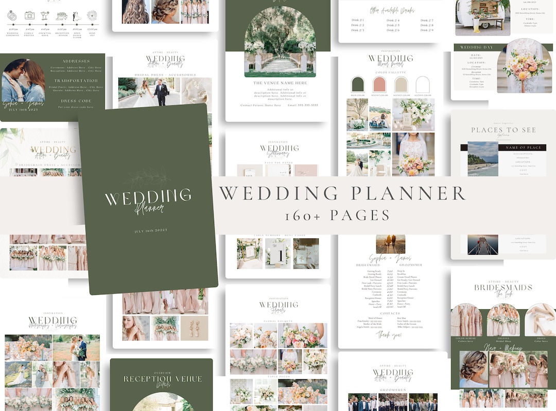 Minimalist Wedding Planner Printable, 160 Page Template Wedding Planner ...