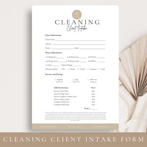 Professional Residential Cleaning Service Client Intake Form,editable ...