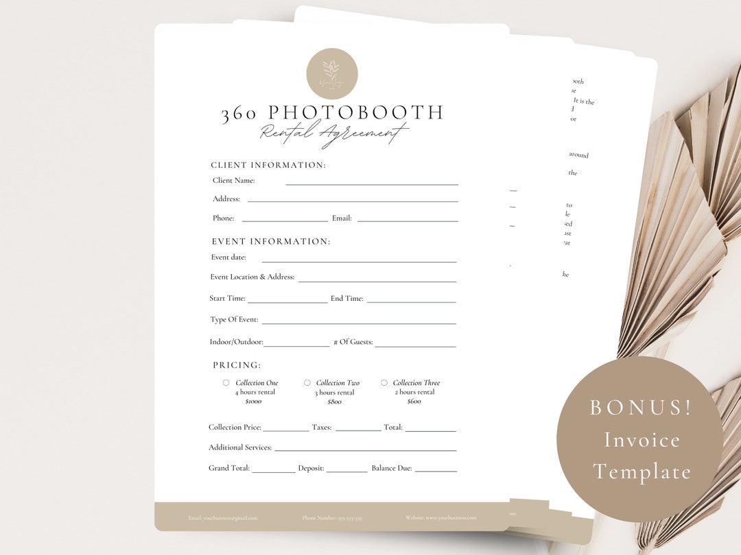 Professional Editable 360 Photo Booth Contract Template,360 Photo Booth ...