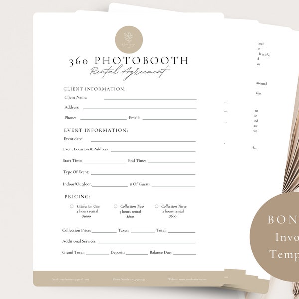 360 Photo Booth Invoice Template - Etsy UK