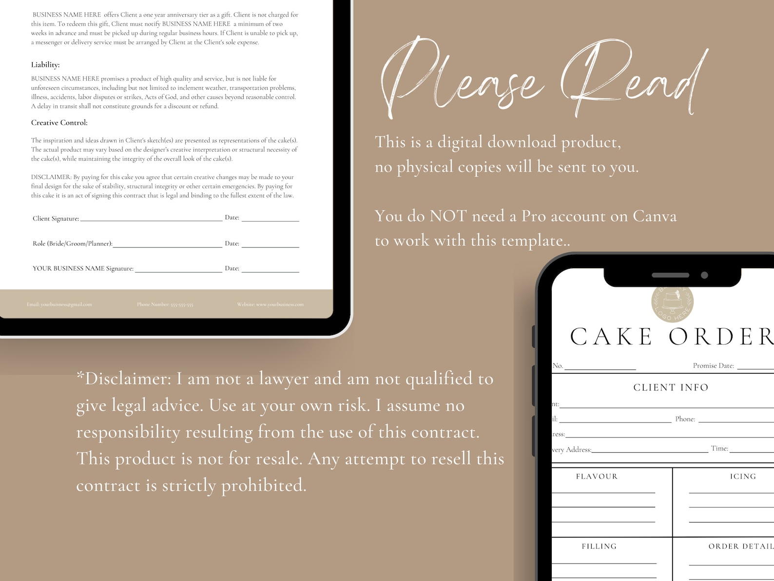 Editable Wedding Cake Contract Template,wedding Cake Order,catering ...