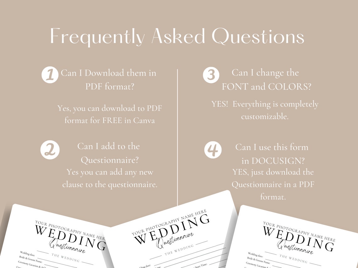 Wedding Photography Questionnairewedding Client - Etsy