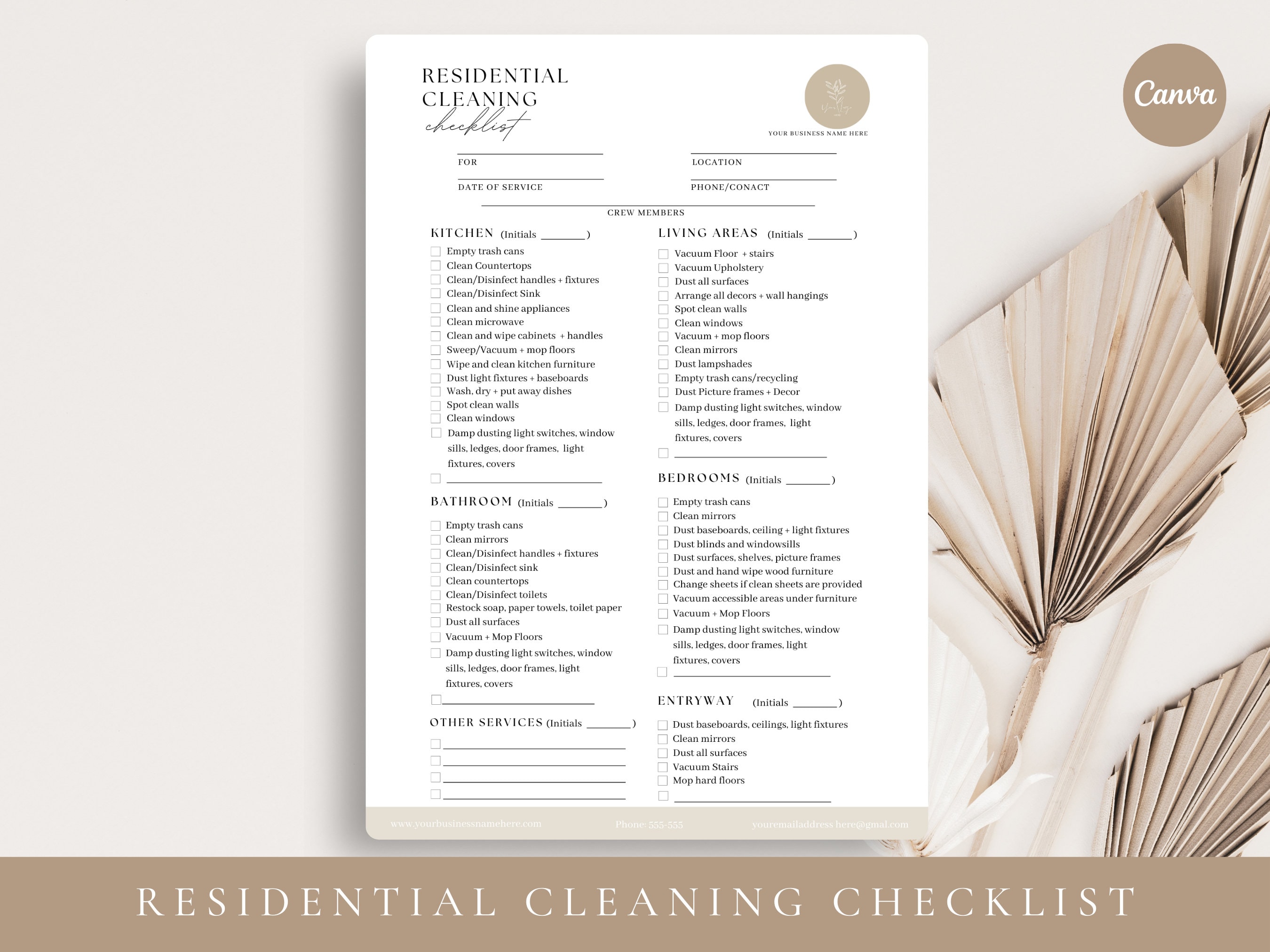 Professional Residential Cleaning Checklist, Editable House Cleaning ...