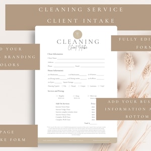Professional Residential Cleaning Service Client Intake Form,editable ...