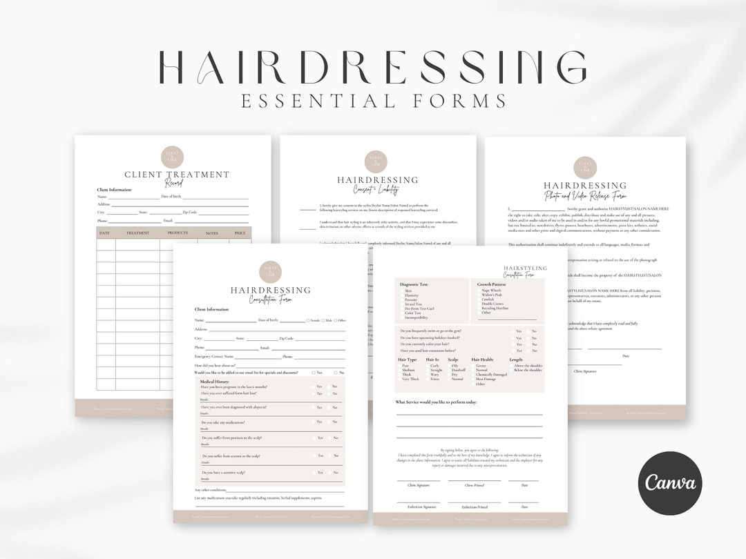 Professional Hair Stylist Client Forms, Consent for Hair Coloring ...