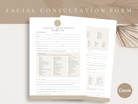 EDITABLE Facial Consultation Form Client Intake Formbeauty - Etsy UK