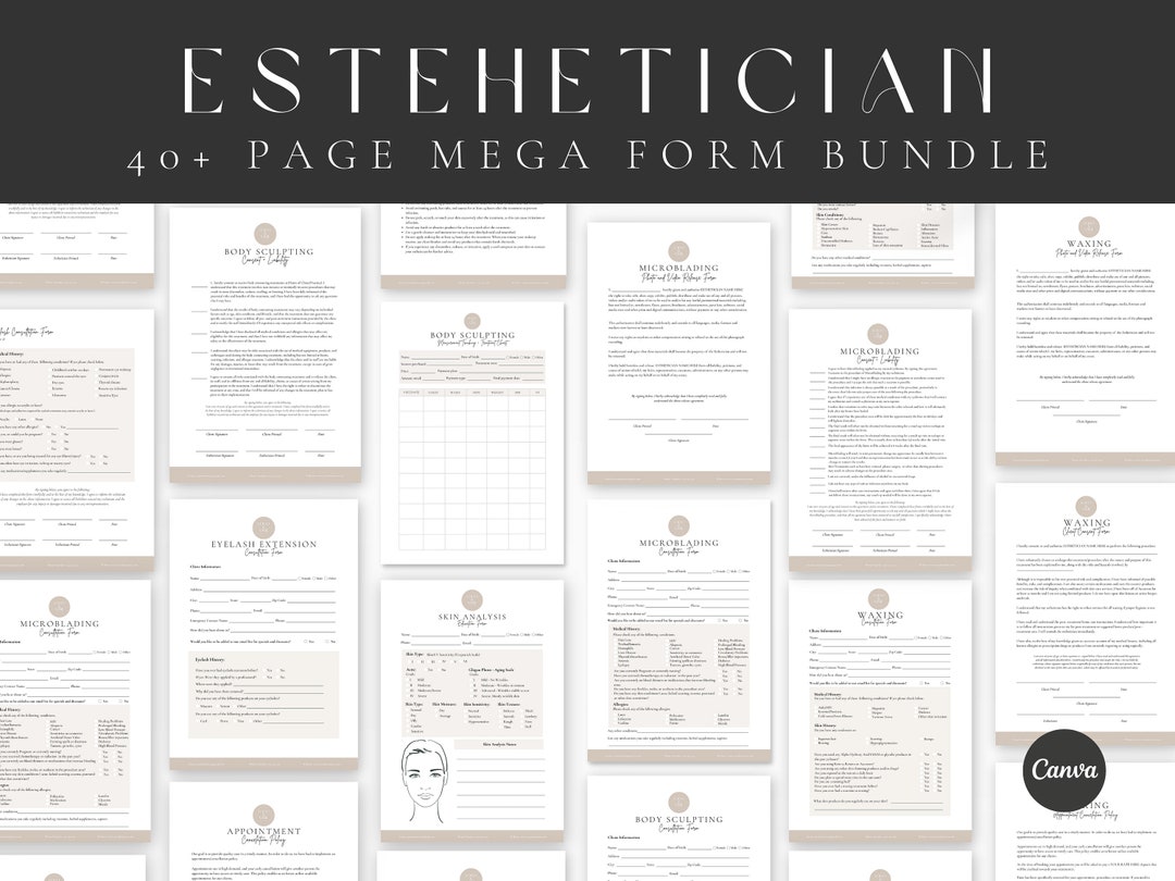 Professional Esthetician Consent Forms, Editable Esthetician Intake ...