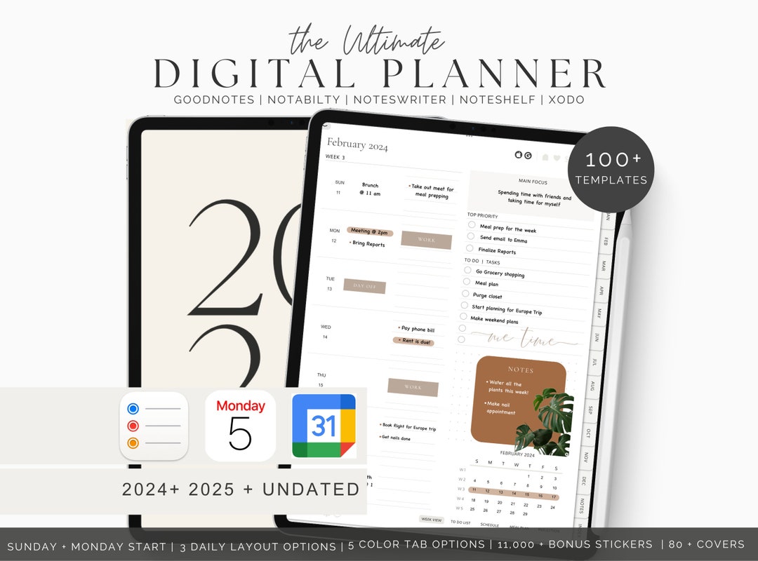 2024 2025 & Undated Digital Planner,GoodNotes Planner,Daily Planner ...