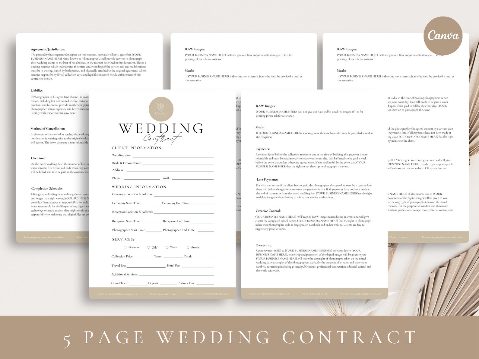 Wedding Photography Contract Template Photography Forms 5 - Etsy