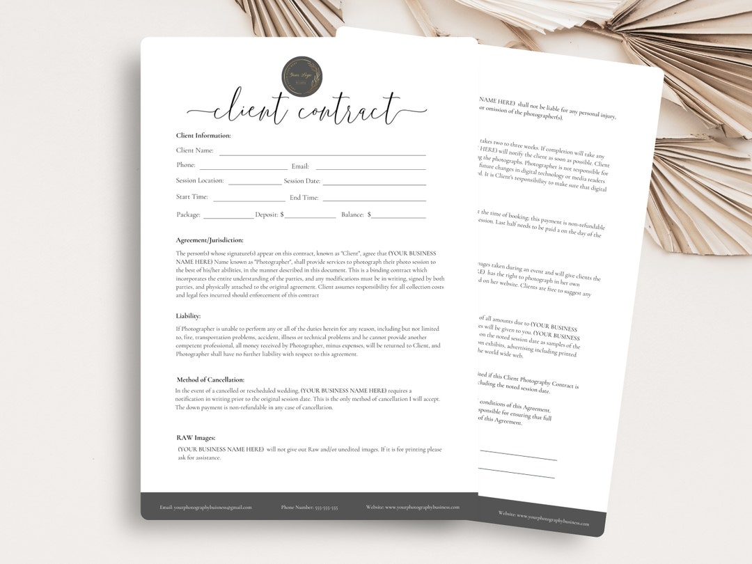 Photography Contract Template,client Photography Contract,mini Session ...