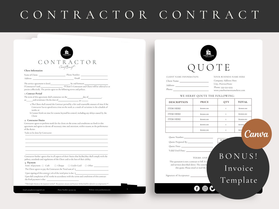 Professional Contractor Contract Template,general Contractor Agreement ...