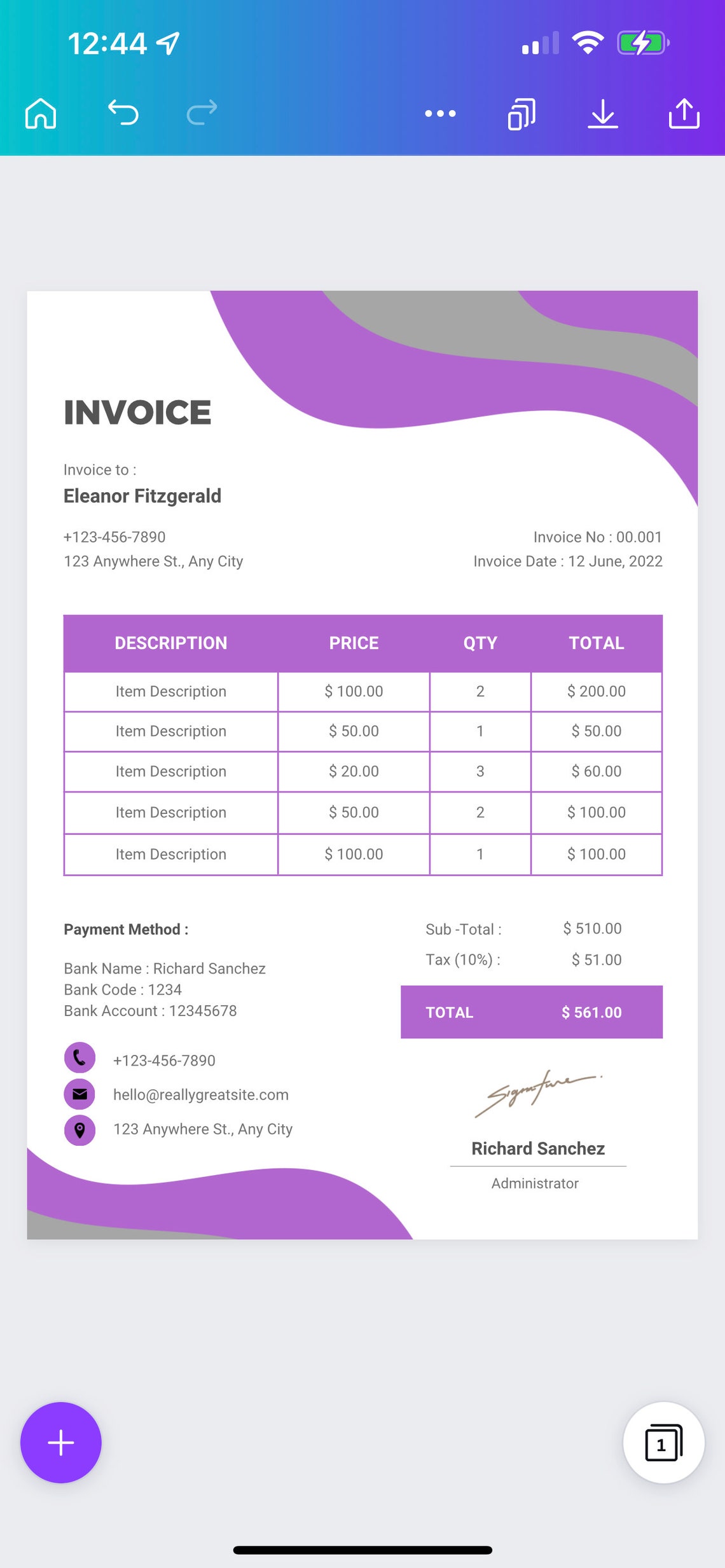 Invoice Template Using Canva - Etsy
