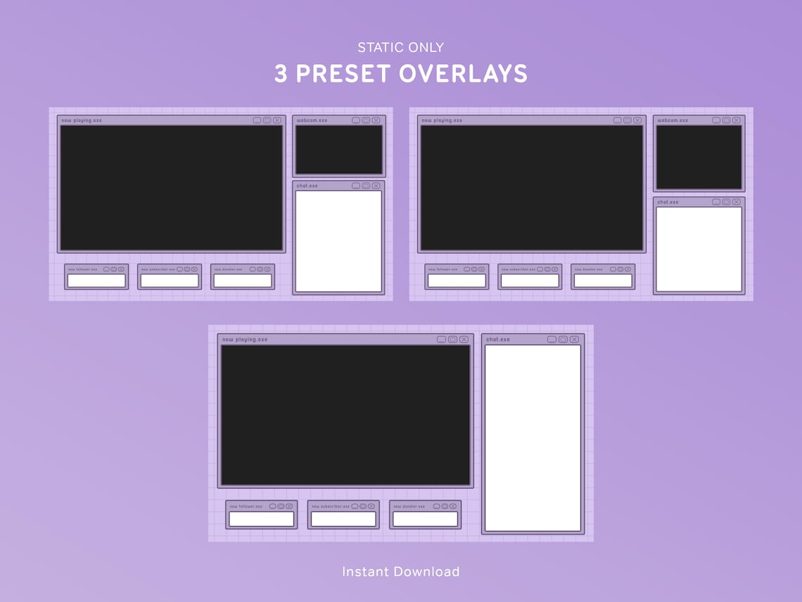 Purple Retro Stream Overlay Package | Animated Twitch Overlays Pack ...
