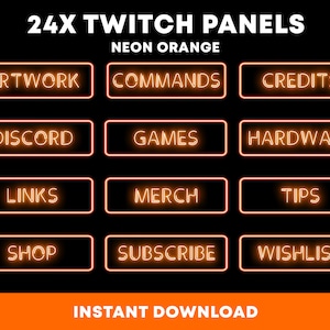 24x Twitch Panels | Orange Neon Panels | Cute Twitch Panels | Clean ...