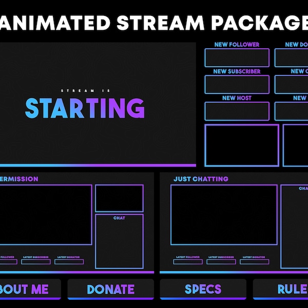 24x Purple Neon Twitch Panels Clean Neon Panels Panels for Streaming - Etsy