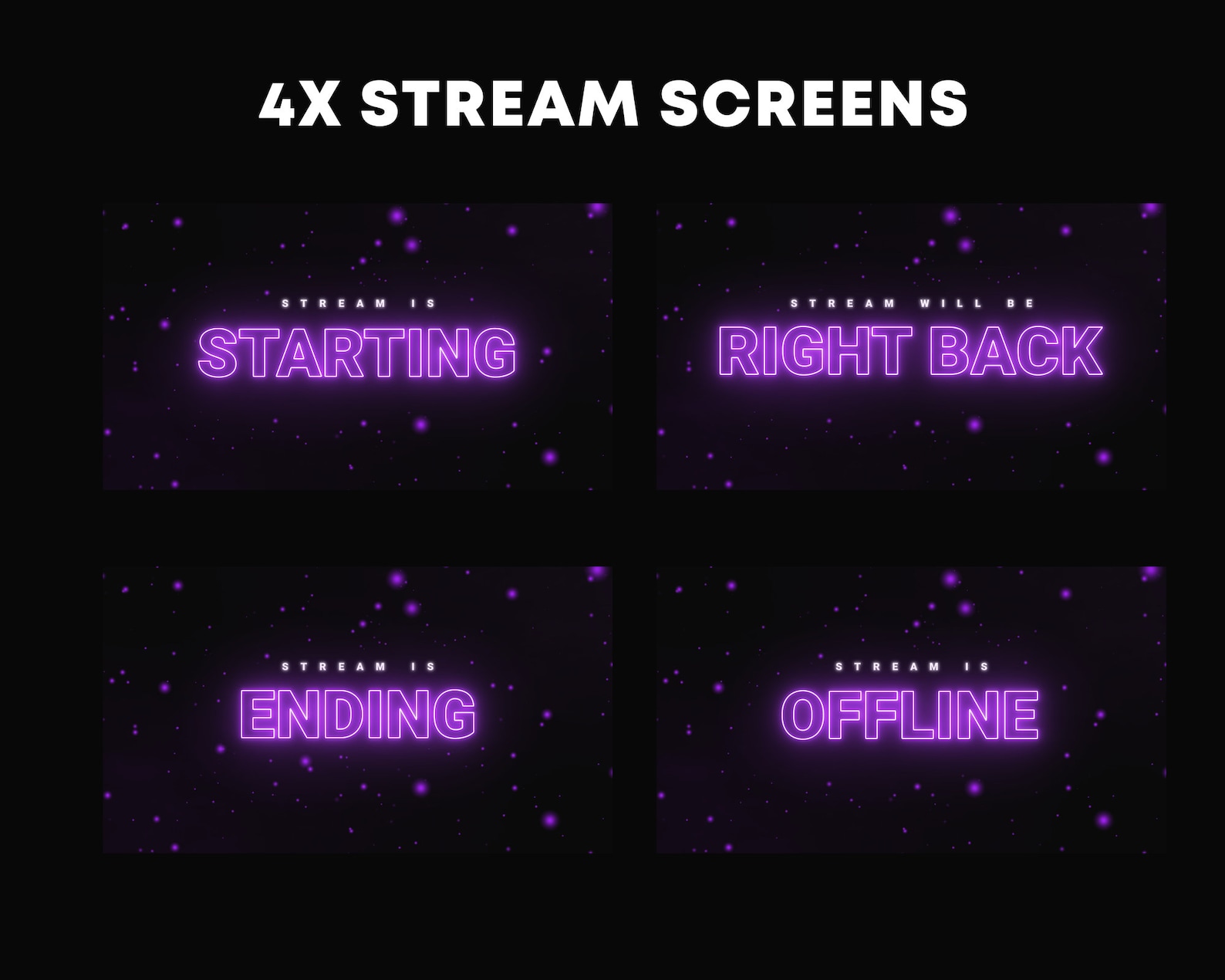 Animated Twitch Overlay Pack | Purple Neon Stream Package | Clean ...