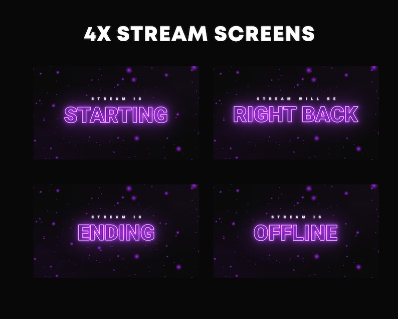 Animated Twitch Overlay Pack | Purple Neon Stream Package | Clean ...