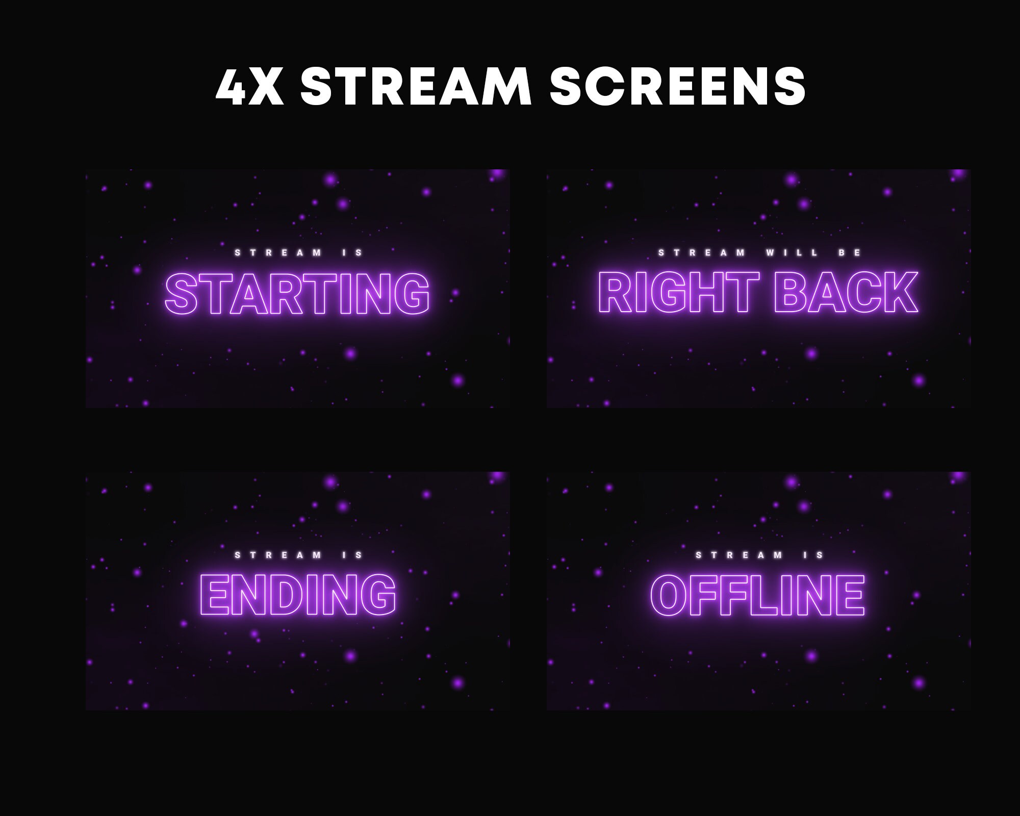 Animated Twitch Overlay Pack | Purple Neon Stream Package | Clean ...