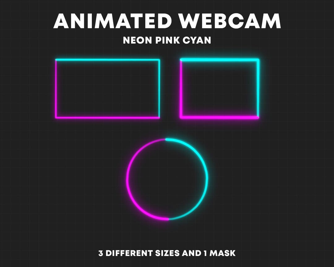 ANIMATED Pink Cyan Neon Webcam Border | Twitch Webcam Overlays | Stream ...